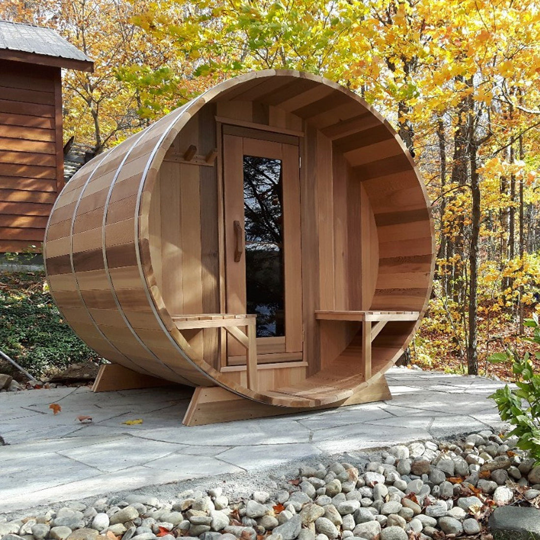 Barrel Sauna (6' Diameter) from Cedarland – Cedarland Lumber & Sauna Co. Ltd.